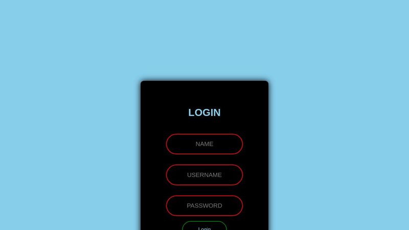 Animated login page