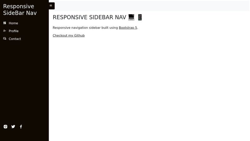 Bootstrap 5 Side Navigation Bar