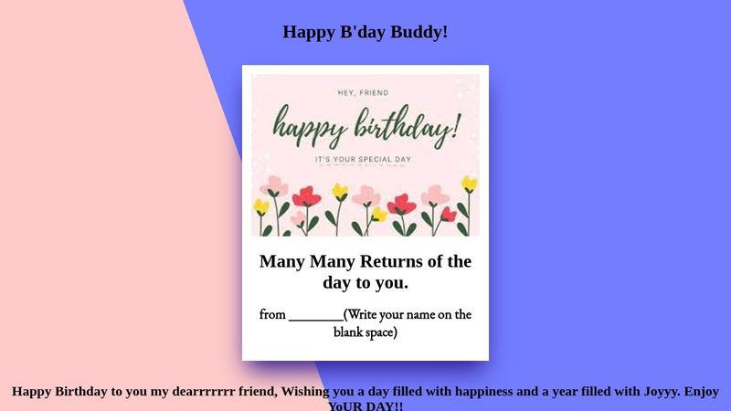 Friend's Birthday Card idea made with HTML and CSS