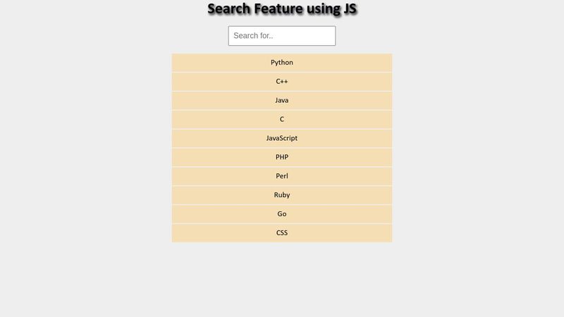 Search bar using JavaScript
