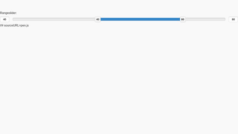 Range slider, two handles, pop up+data