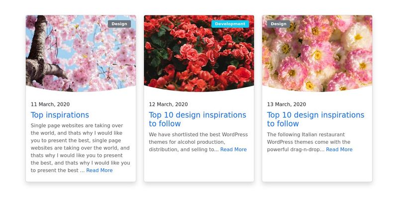 Bootstrap 5 Cards - same width, same height, same height images, curved bottom (svg) to the ...