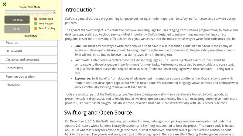 Swift Documentation Page Project