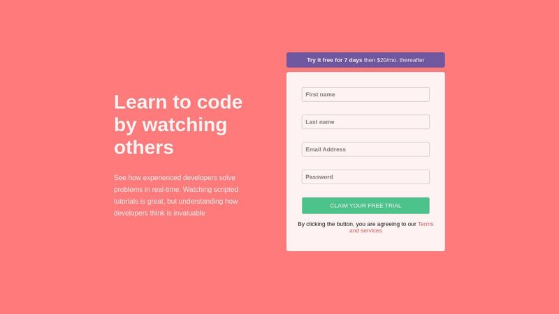 Intro component sign up form