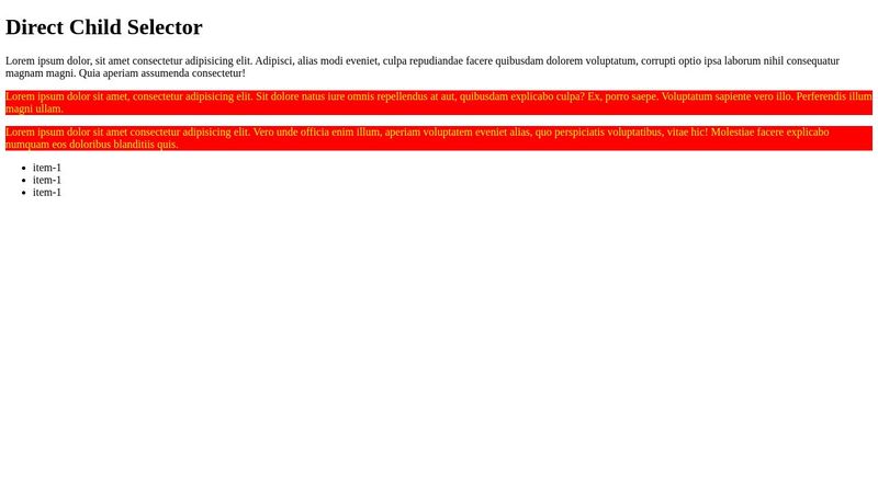 Direct Child Selector