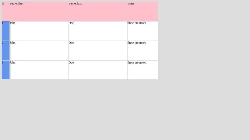 Scrollable Table with frozen col/row