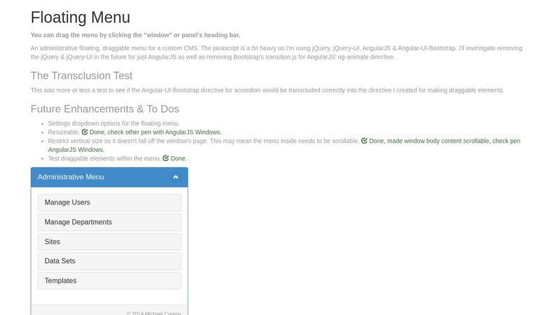 AngularJS Floating Menu