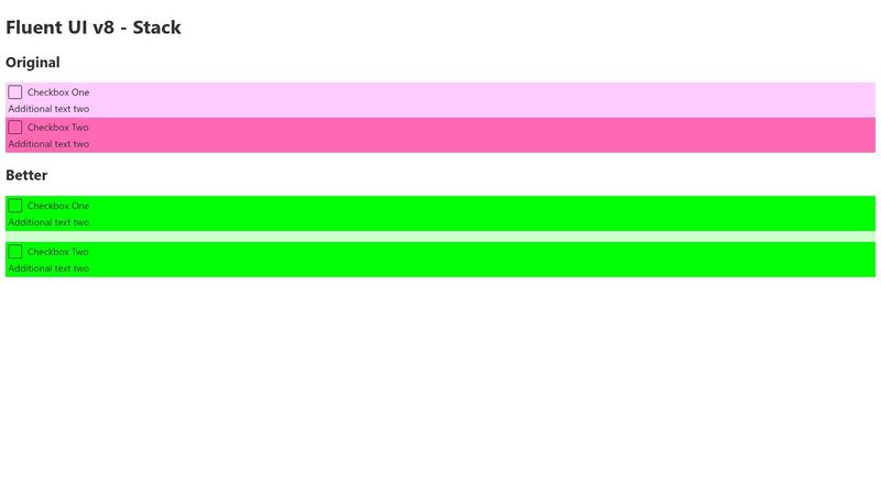 Fluent UI v8 - Stack example