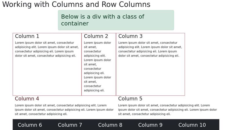Bootstrap Rows & Columns