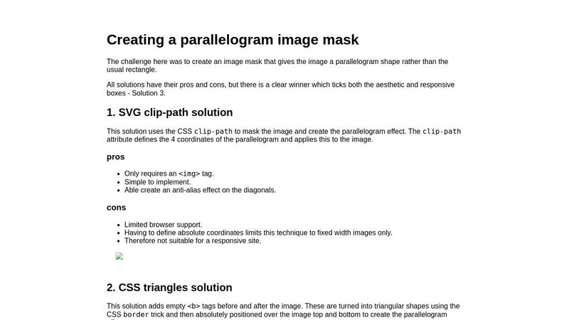 Creating a parallelogram image mask