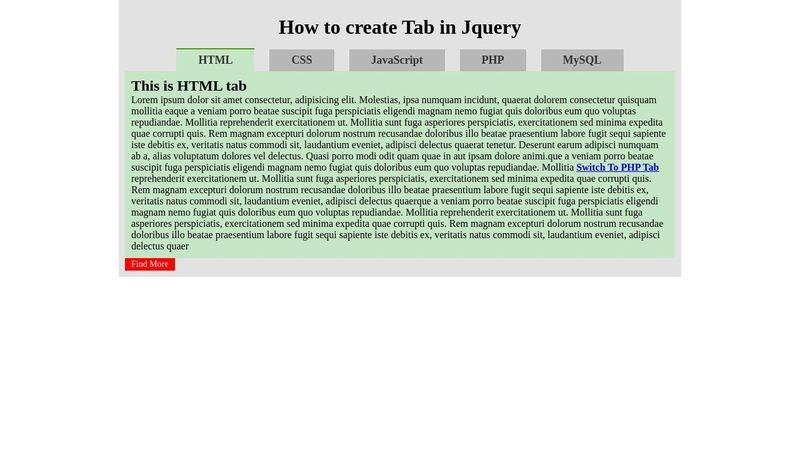 Jquery Tabs Select code pen