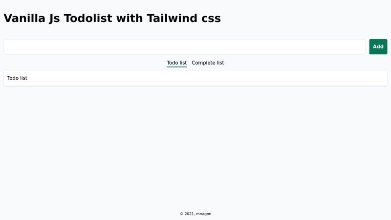 Vanilla Js Todolist with Tailwind css
