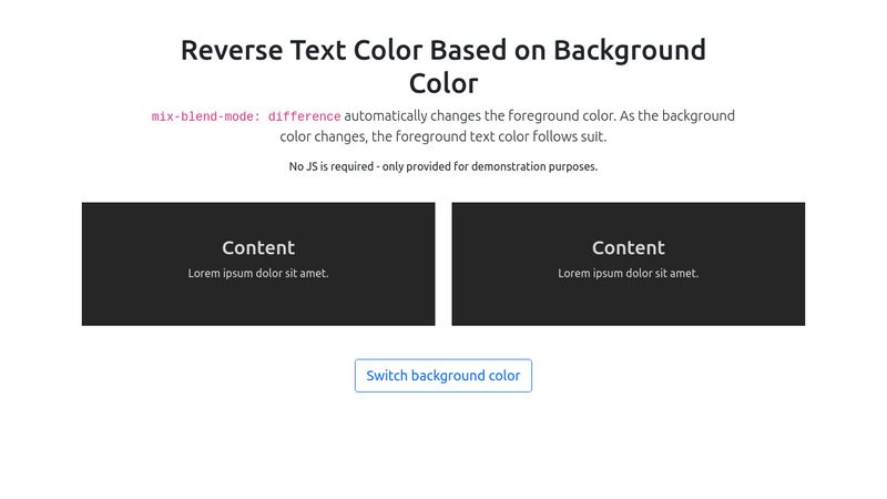 Reverse Text Color Based On Background Color