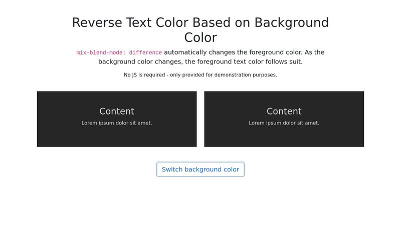Reverse Text Color Based on Background Color
