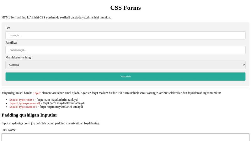 CSS Forms