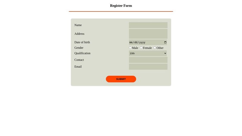 Simple Register Form