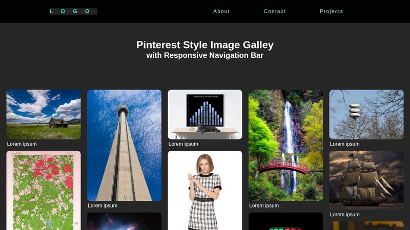 Pinterest Style Image Galley with Responsive Navigation Bar