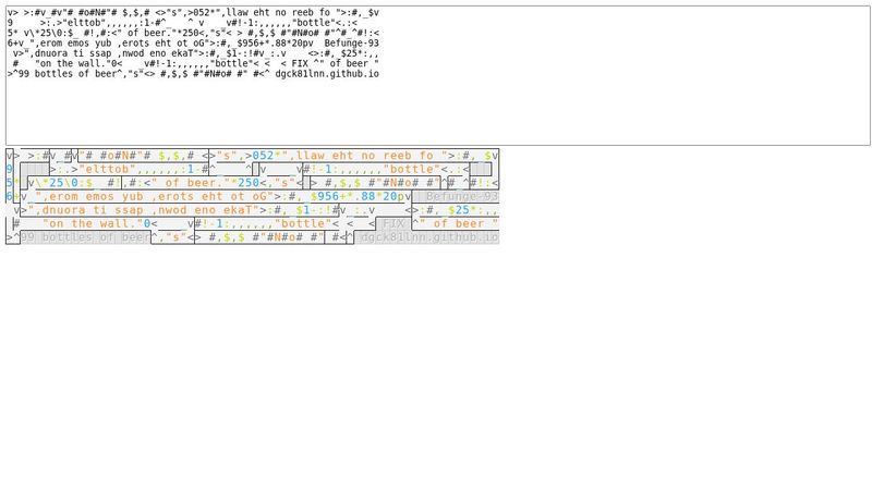 Befunge-93 syntax highlighting