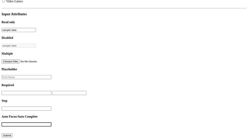 Forms,Inputs Types,Attributes,Elements