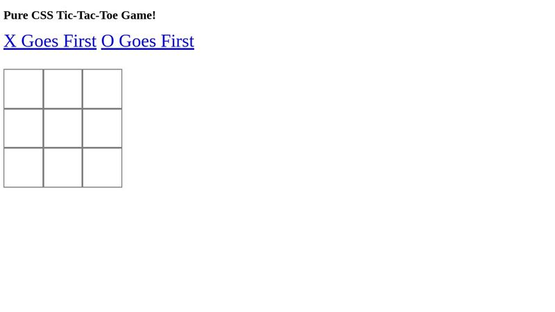 Pure CSS3 Tic-Tac-Toe Game