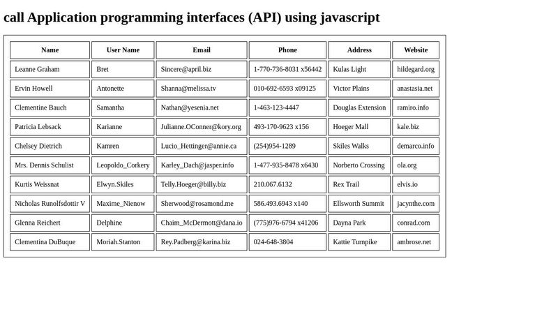 API Call and Display data | JavaScript practice