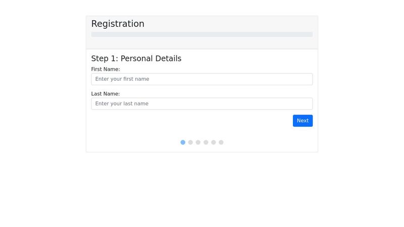 Multi Step Register Form With Progress bar Using HTML, CSS & JavaScript
