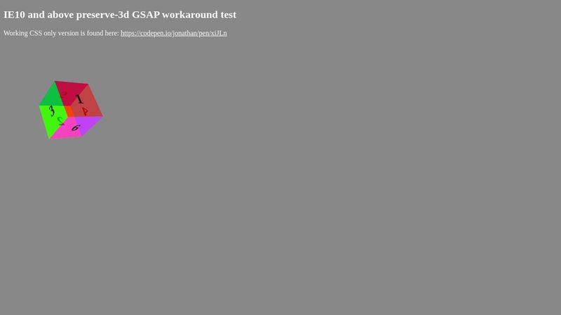 GSAP 3D cube IE preserve-3d workaround