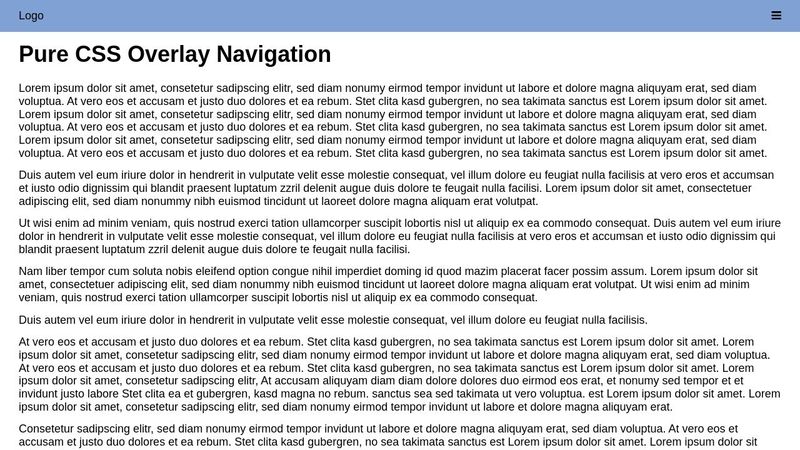 Pure CSS Overlay Navigation
