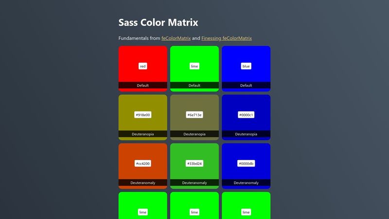Sass color matrix