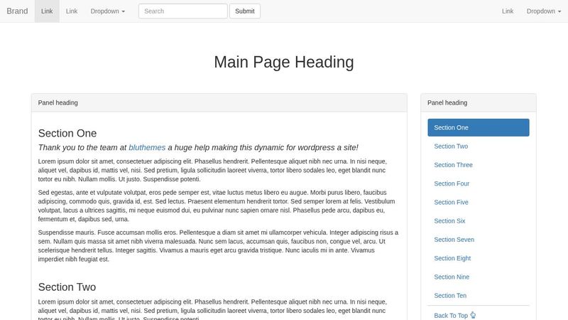 Bootstrap Affix, Fixed Nav And Scroll Shadow