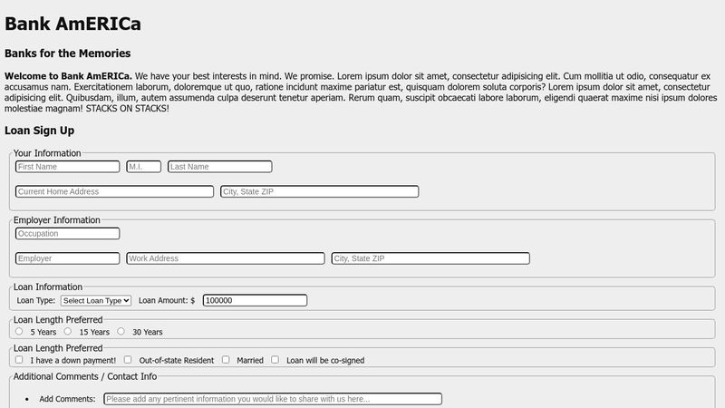 NSS CSS validation classes Bank Form