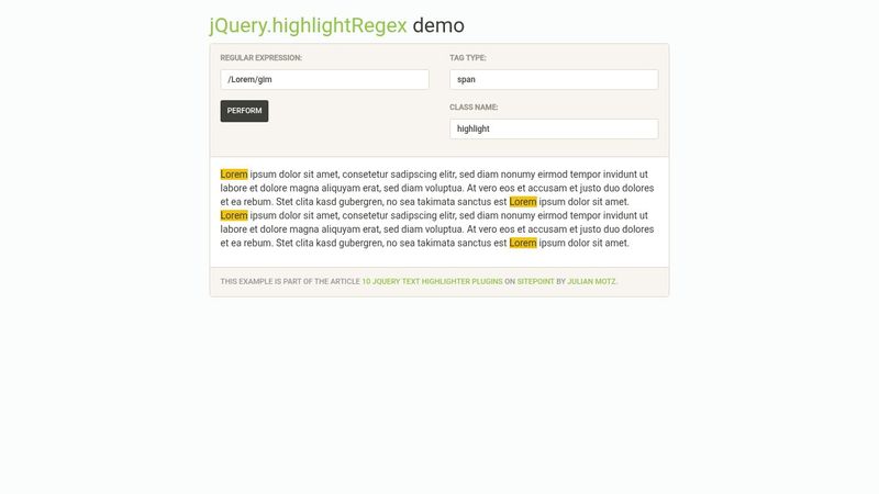 jQuery.highlightRegex demo