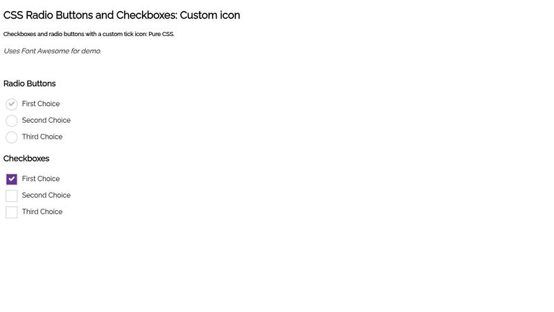 CSS Radio Buttons and Checkboxes: Custom icon