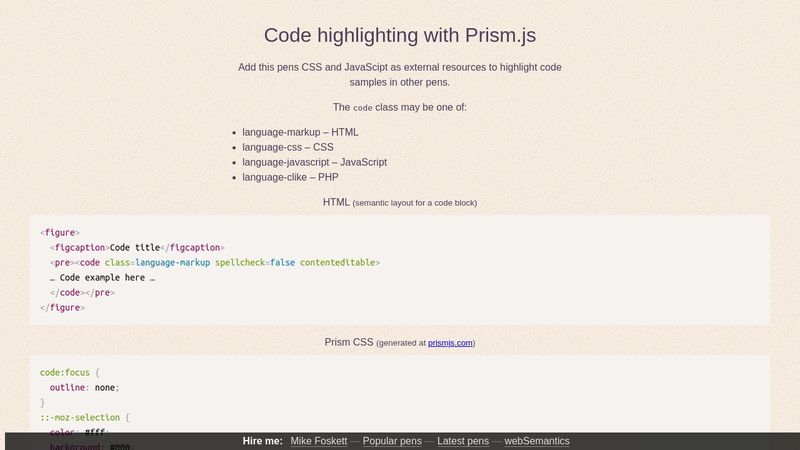 Prism code highlighting (light)