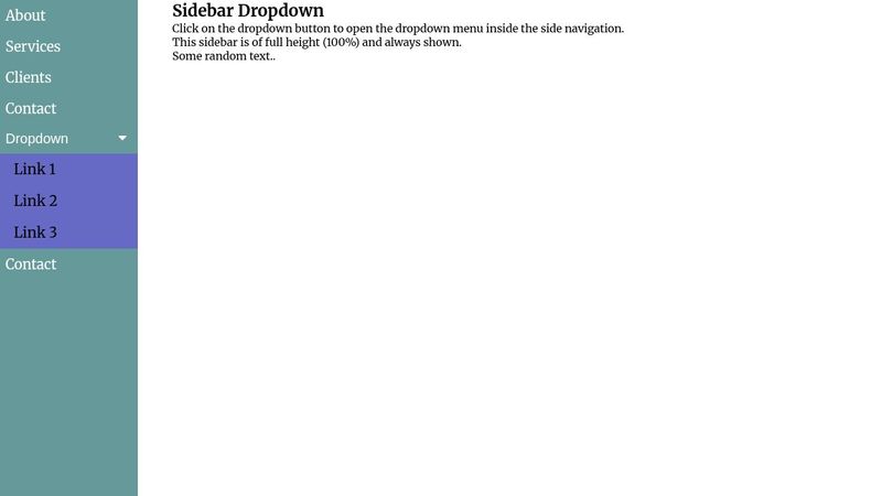 Side-Navbar-Dropdown-Menu(W3Schools)