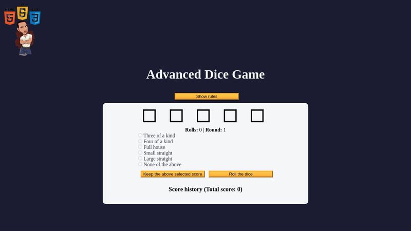 Advanced Dice Game HTML/CSS/JS