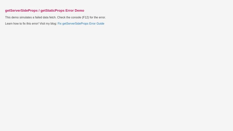 Fix Next.js Error: getServerSideProps / getStaticProps Failed (2025 Guide)