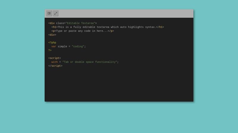 Textarea Tabs + Syntax Highlighting