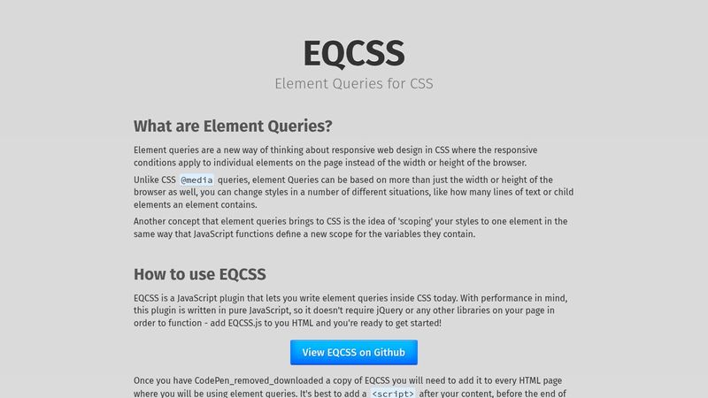 EQCSS - An Element Query Polyfill
