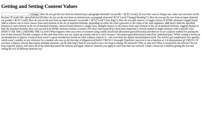 jQuery- Getting and Setting Content Values