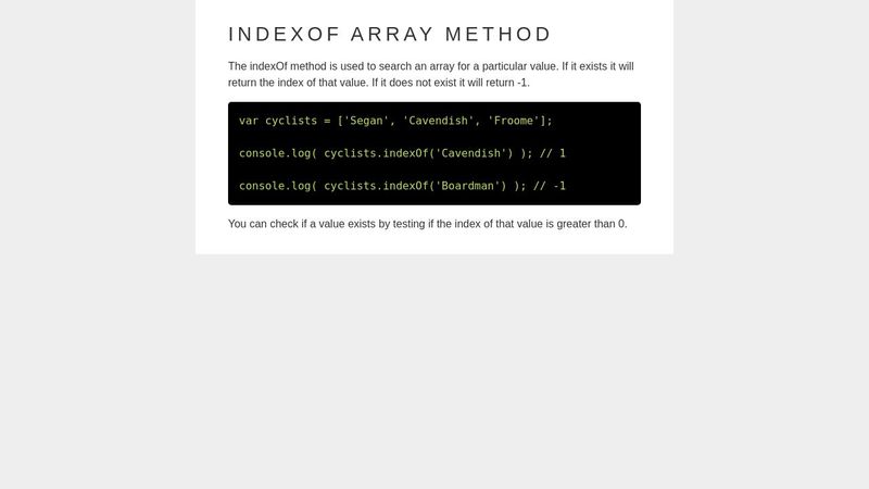 indexOf Array Method