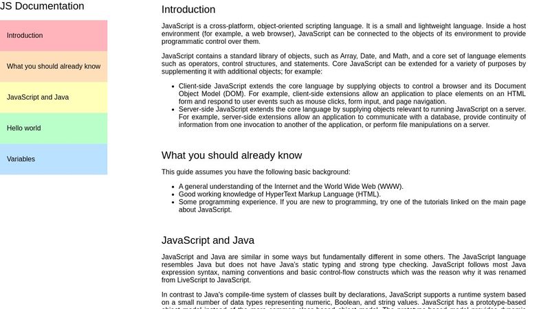 Technical Documentation Page - Java