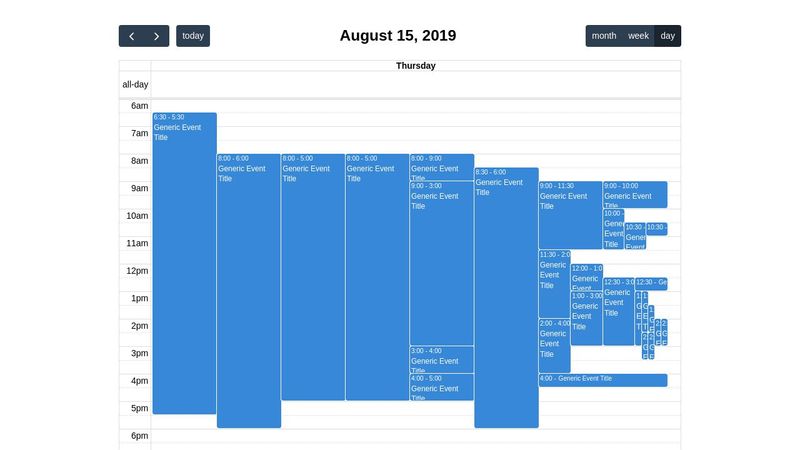 fullcalendar timeGrid Day View Event Width