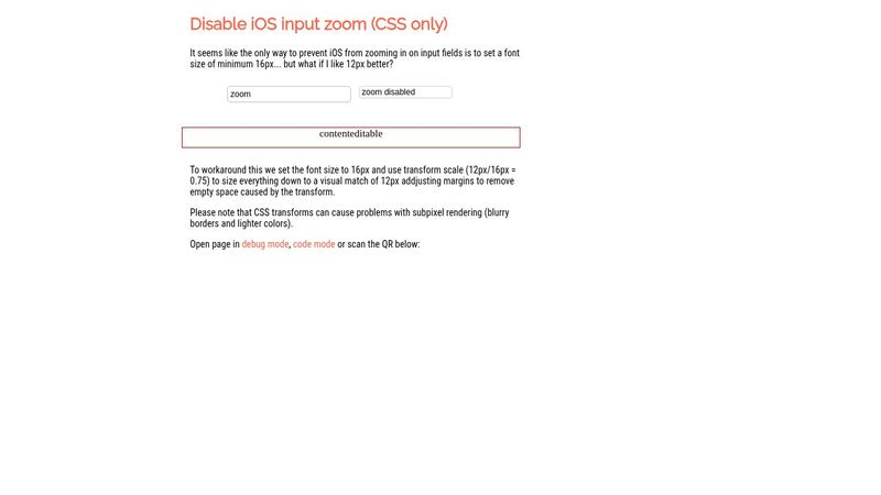 Disable iOS input zoom (CSS only)
