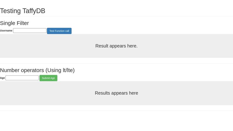 TaffyDB Basic query testing
