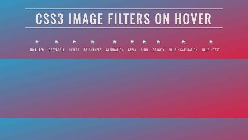 CSS3 Image Filters on Hover
