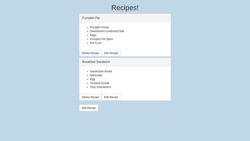 Recipe Box for FreeCodeCamp