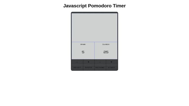 Javascript Pomodoro Timer