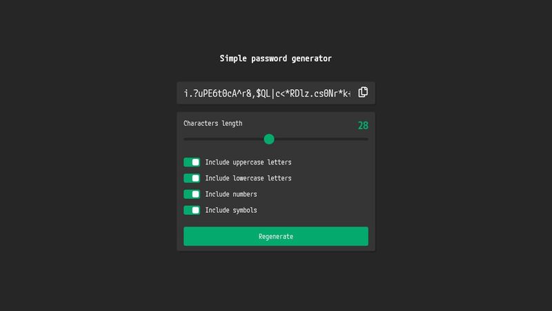 Simple vanilla JS password generator
