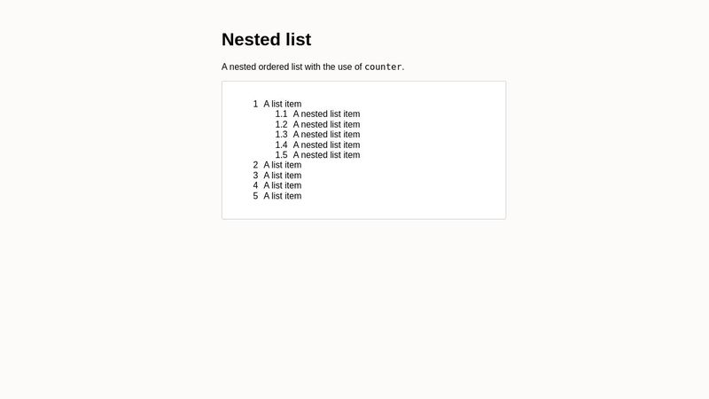 Nested ordered list